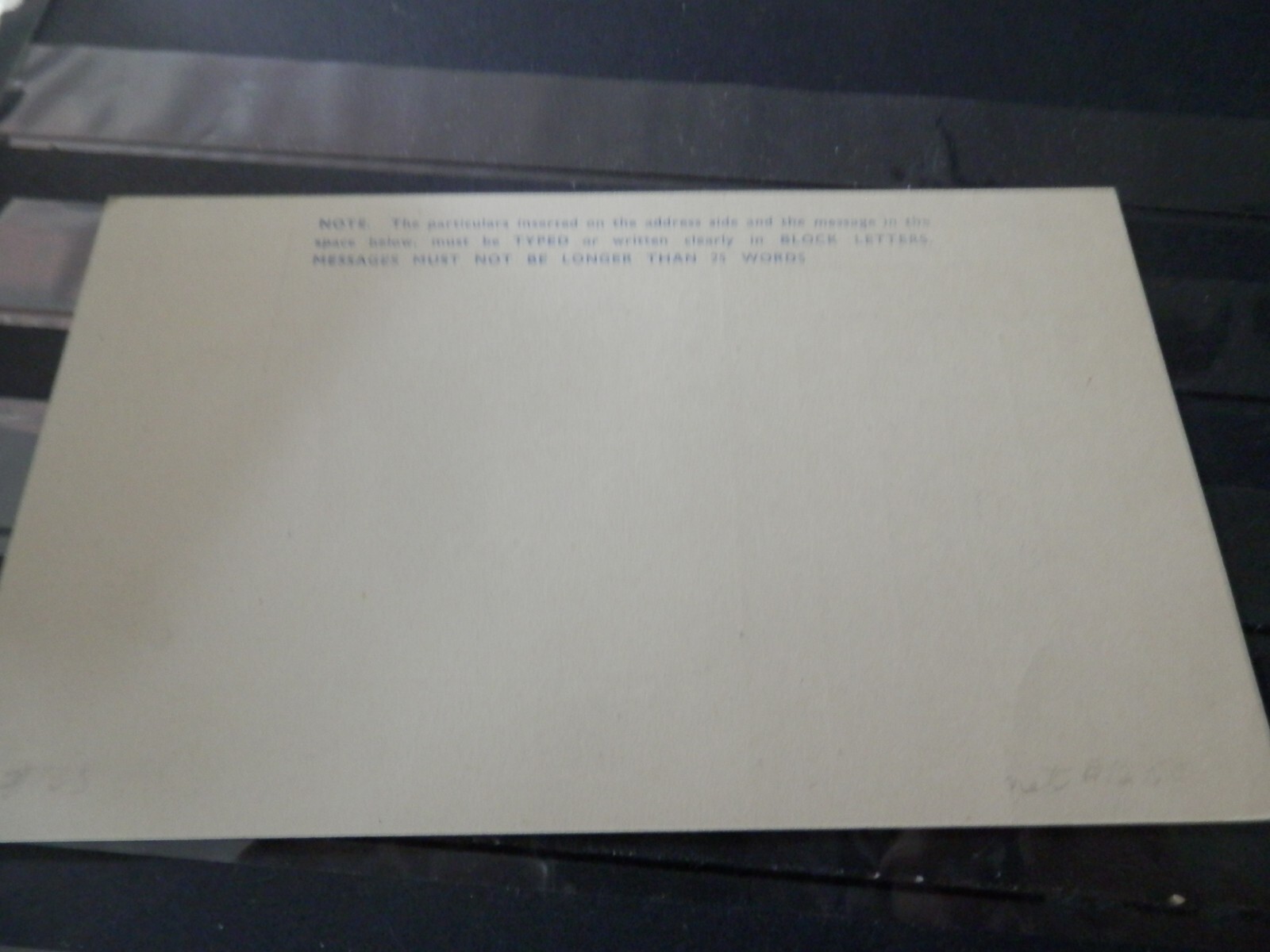 Great Britain ww2 Post Card for use by families to send mail to POW's ...