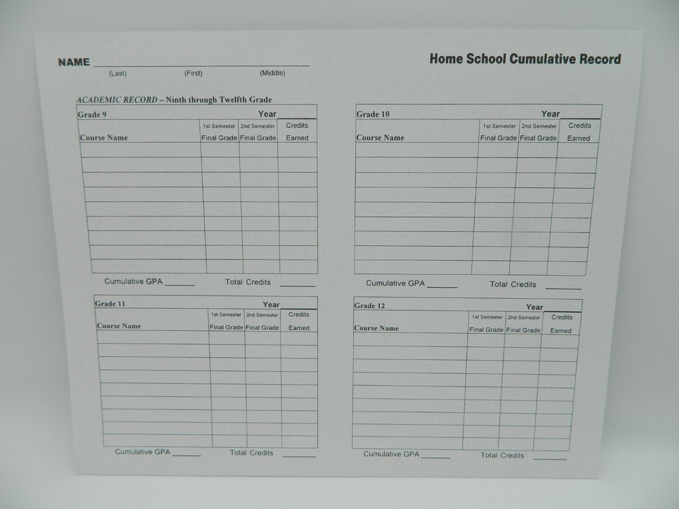 High School Homeschool Record Keeping Kit, 4 Report Cards / 1 ...