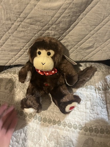 PBC International Tag Alongs Brown Monkey Plush Heat Bow Tie Valentine ...