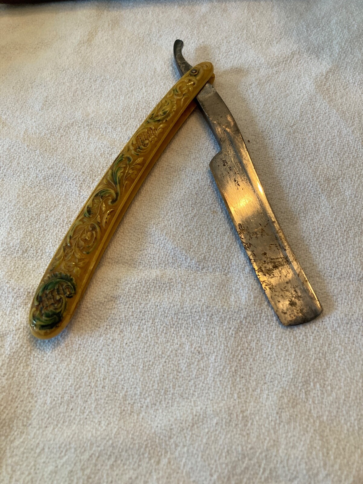 John Shaw Sheffield Straight Razor With Celluloid Cast Decoration ...