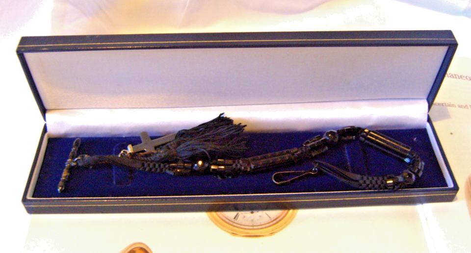 Victorian Albertina Tassel Fobs & Religious Crucifix Mourning Pocket ...
