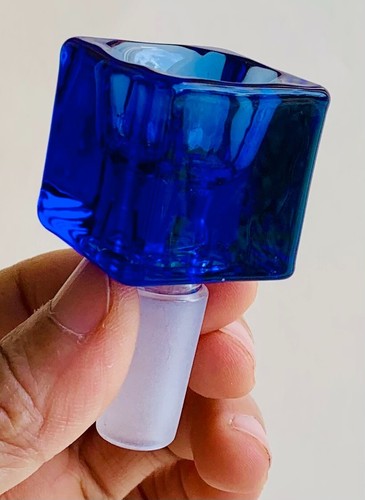 14mm Cube Shaped Blue Thick Glass Tobacco Water Pipe Bowl Replacement ...
