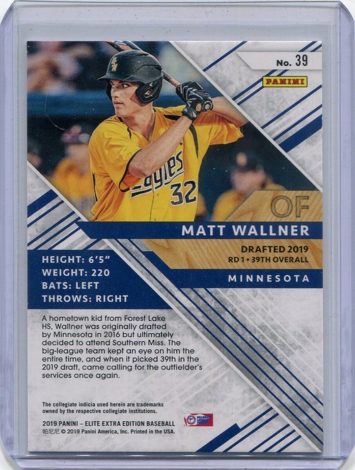 2019 Panini Elite Extra Edition Matt Wallner Aspirations /250 Minnesota ...