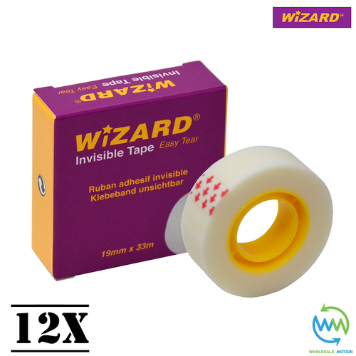 12 x ROLLS Wizard INVISIBLE MAGIC Mending Tape STRONG Clear NEW 19mm x ...