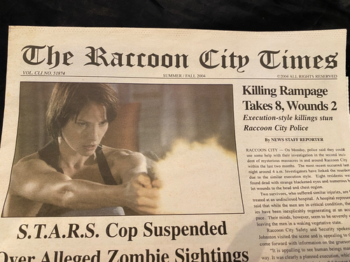 RESIDENT EVIL 2 APOCALYPSE Raccoon City Times promo newspaper RE2 movie ...