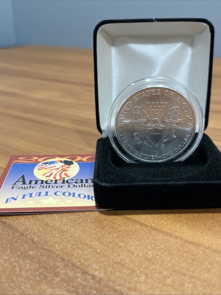 2000 American Silver Eagle 1 Oz Fine Silver w/Colorized Obverse COA and ...