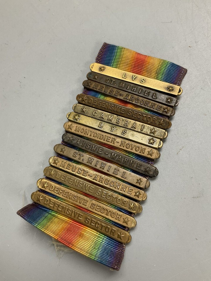 WW1 US Victory Medal Ribbon With 13 French Made Bars-o536 | eBay