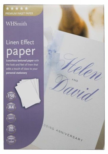 WHSmith A4 Linen Effect Inkjet Paper 3x 20 Sheets 150 GSM 60 Sheets in ...