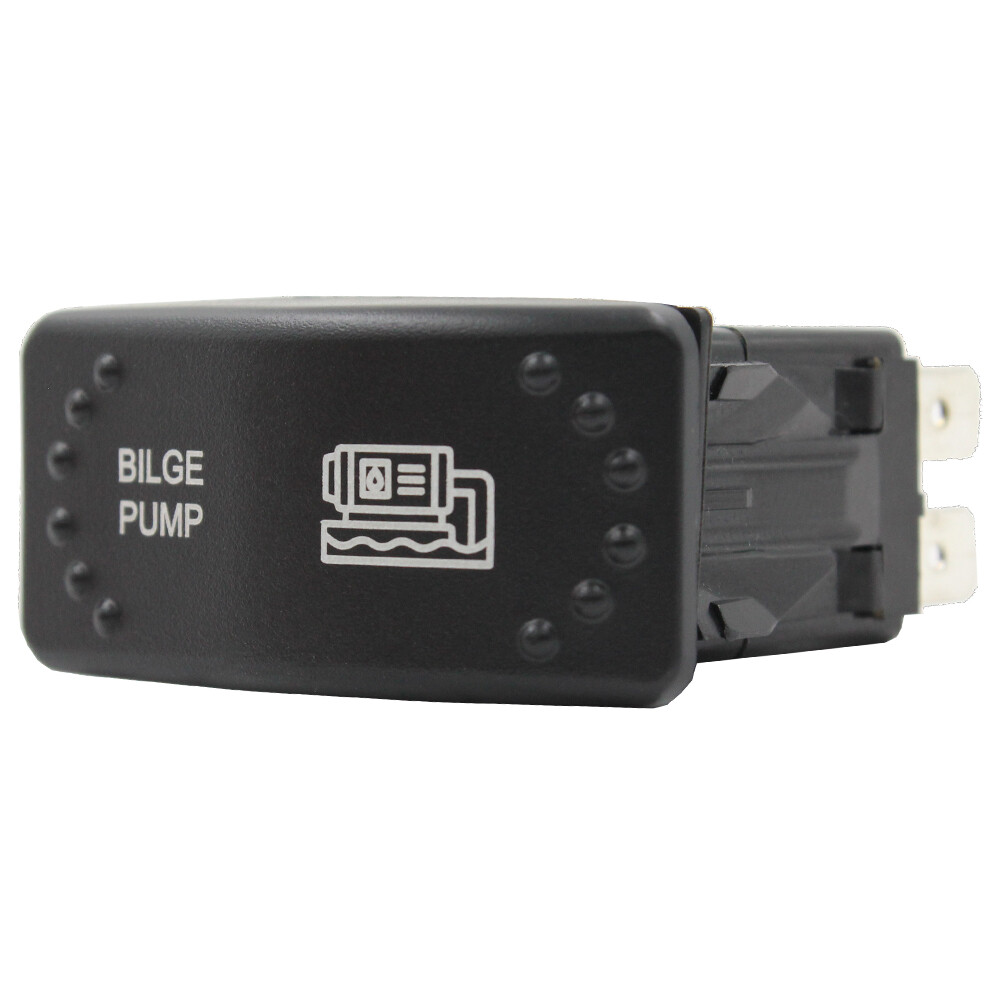 Bilge Pump LASER ETCHED Horizontal Rocker Switch Green LED 12v 24v On ...