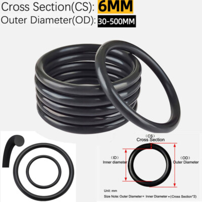 6mm Cross Section O Rings NBR Nitrile Rubber 30mm - 500mm OD Oil ...