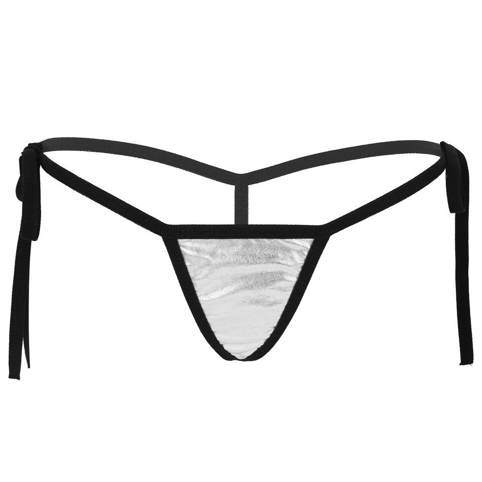 Womens Sheer Micro Mini Lingerie Set Halter Self-Tie Bra Top with G ...