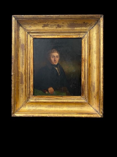 Pair of Large Antique 19th Century Oil on Canvas Naive Portrait ...