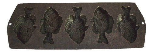 Vintage Lodge Cast Iron Fish Mold Pan Perch Cornbread Muffin ...