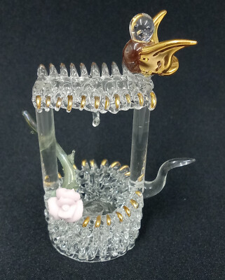 Miniature Crystal Dove perched on Water Well Figurine Sculpture | eBay