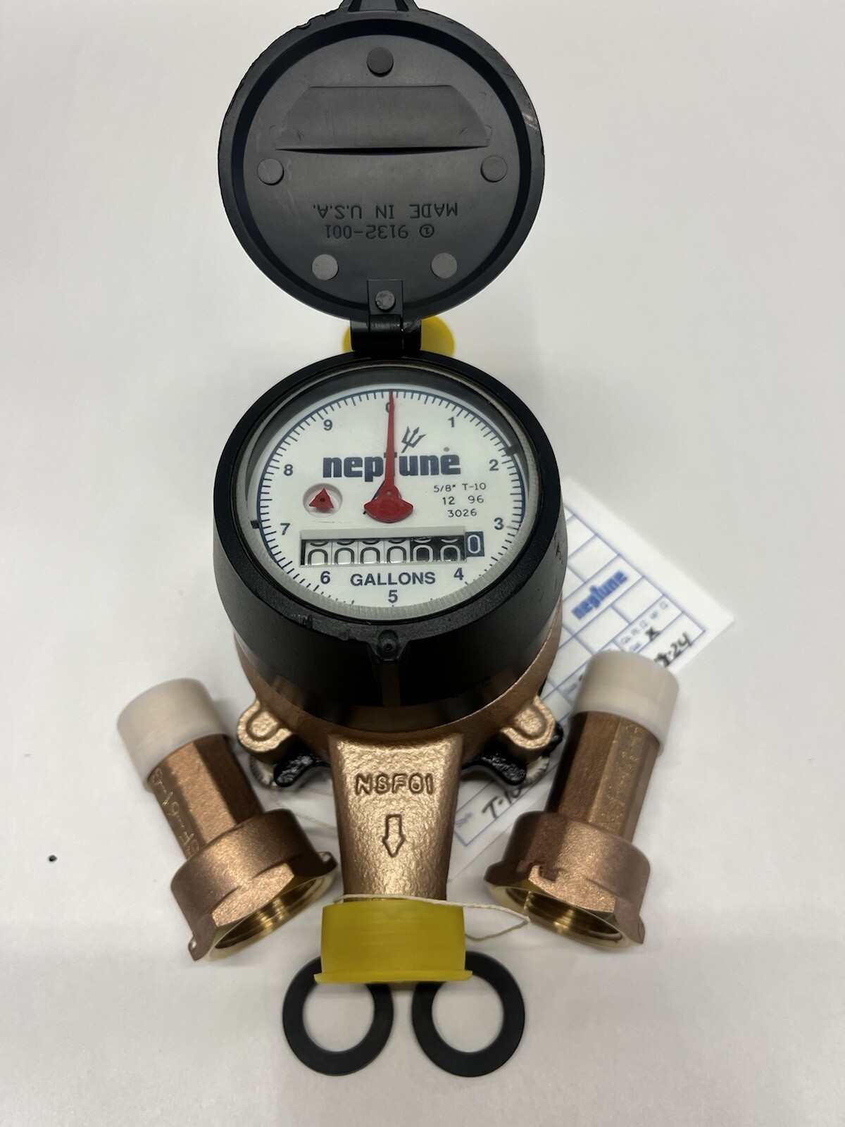 Neptune 5/8x3/4 T-10 LP Brass Water Meter Direct Read Gallon With ...