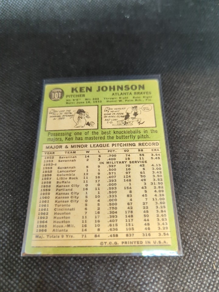 Topps 1967 Ken Johnson #101 | eBay