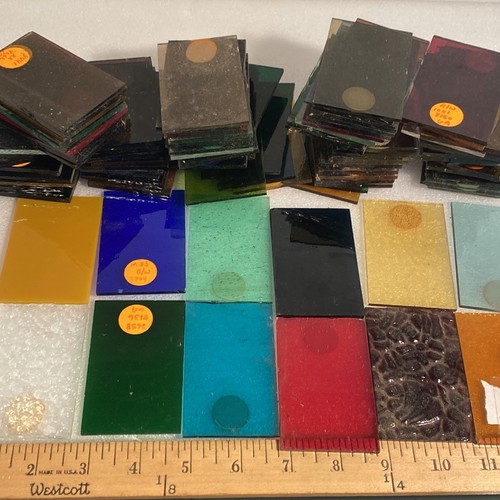 Lot Of 100 Vintage Stained Glass Color Sample Panels 2"x 3" | eBay