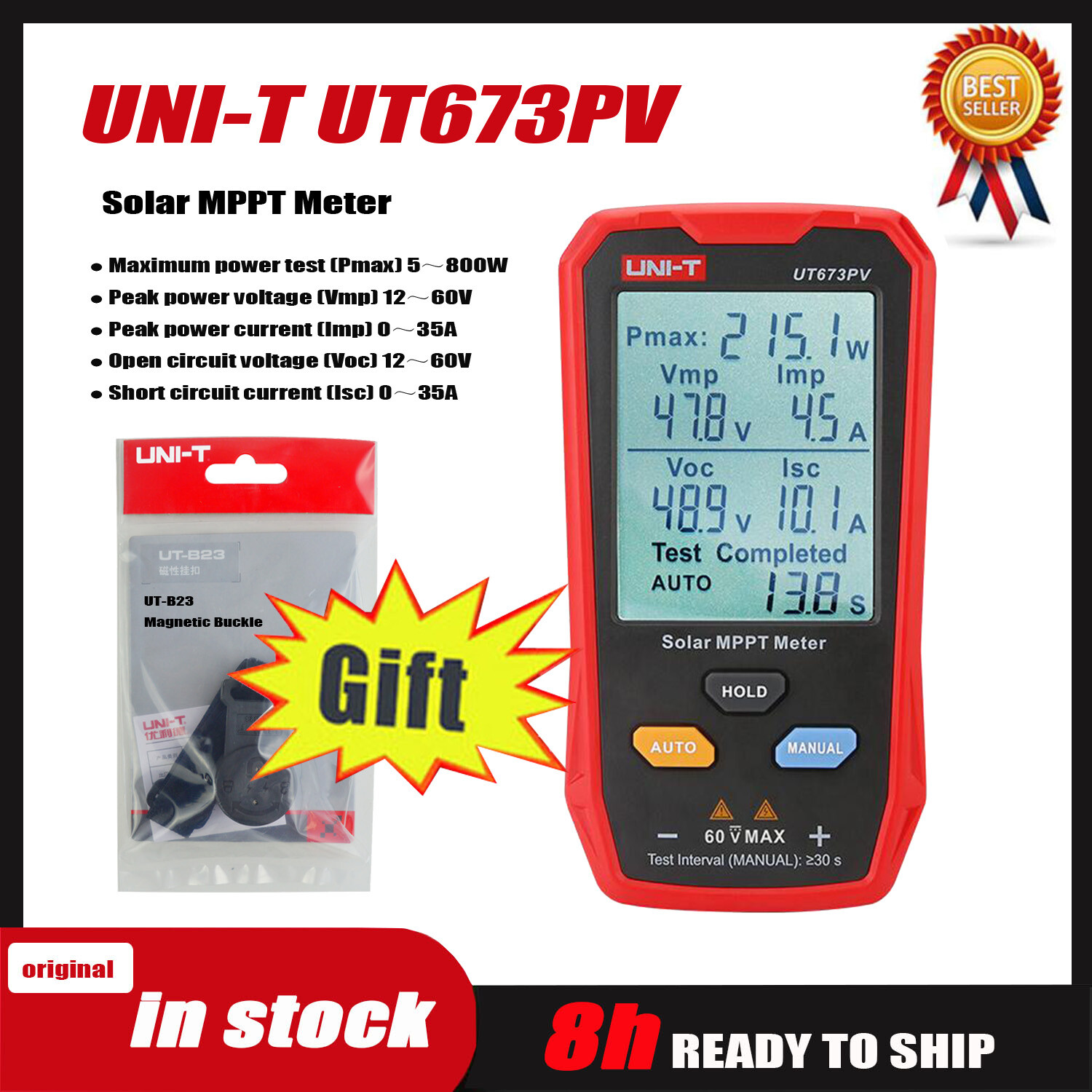 UNI-T UT673PV Solar MPPT Meter Handheld Automatic Measurement Solar ...