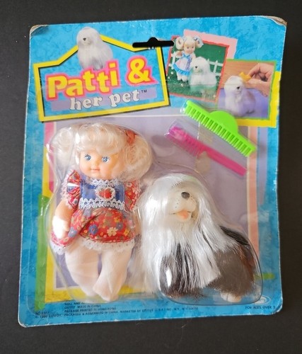 Vintage 1990 Patti & Her Pet Sheep Dog Blonde Little Girl Doll Set New ...