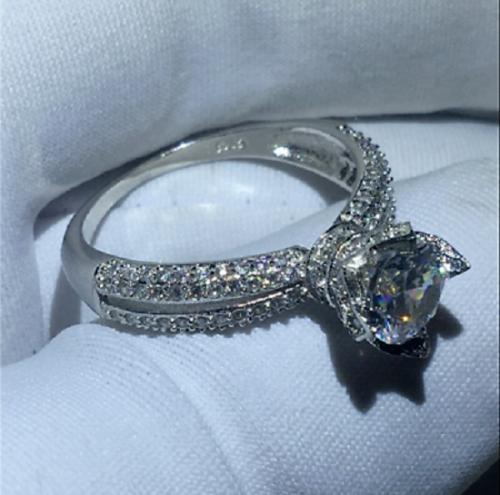 2Ct Round Lab-Created Diamond Solitaire Engagement Ring 14K White Gold ...