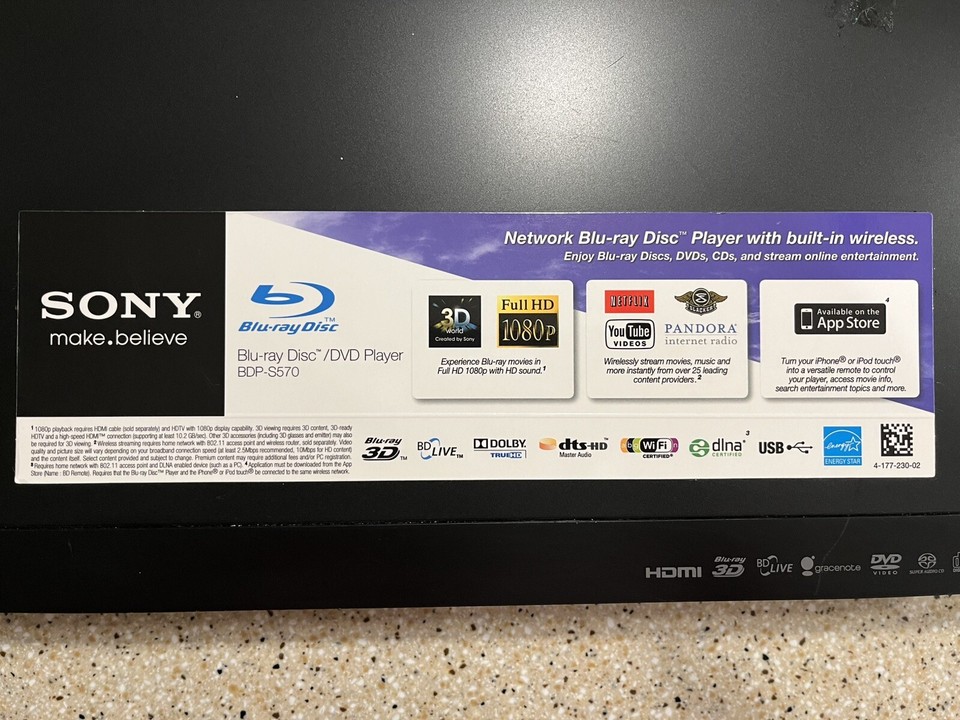 SONY BDP-S570 Smart Network 3D Blu Ray - No Remote | eBay