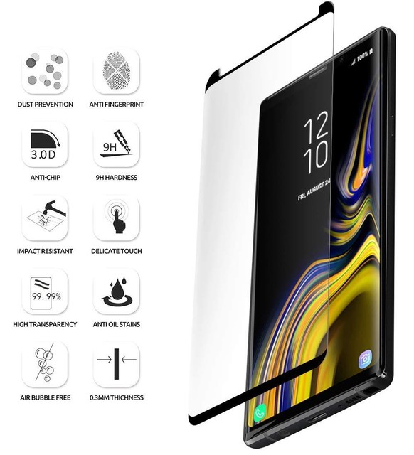for Samsung Galaxy Note 9 HD Clear Tempered Glass Screen Protector Case ...