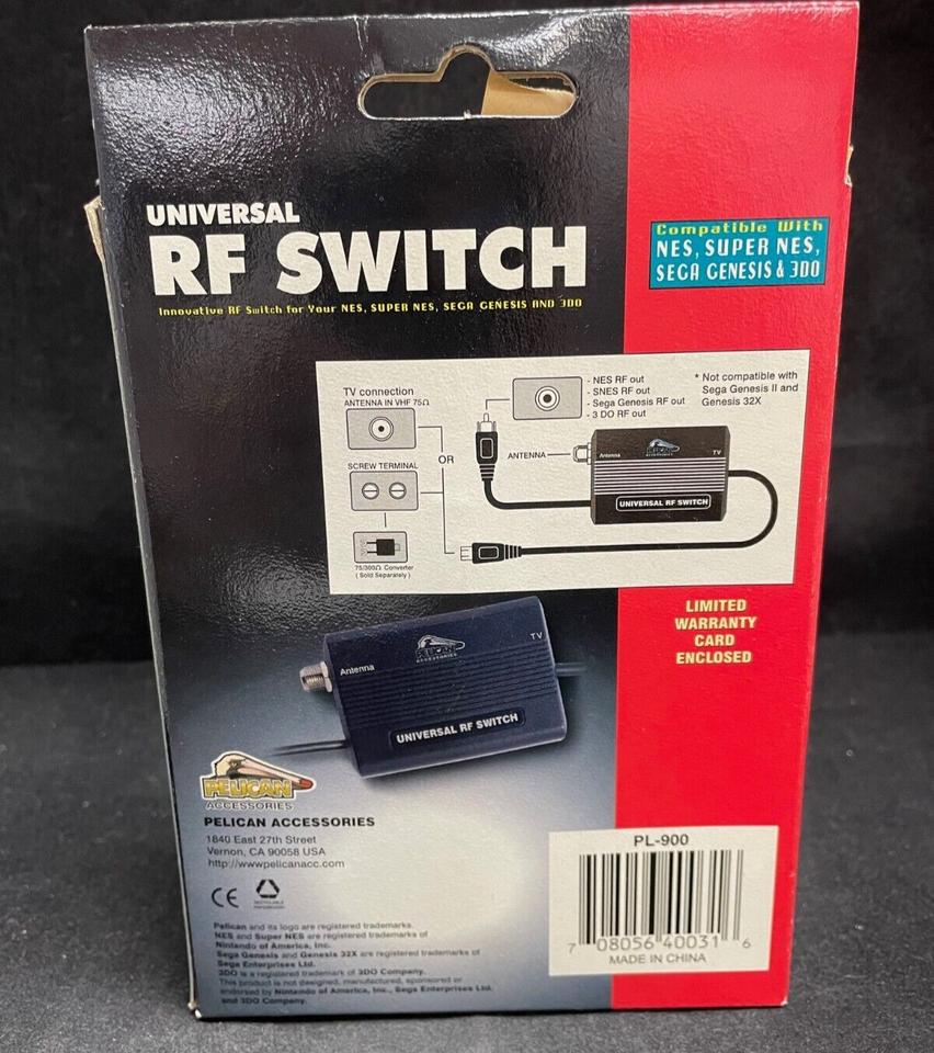 Universal RF Switch (For NES, Super NES, Sega Genesis, 3DO) Pelican ...
