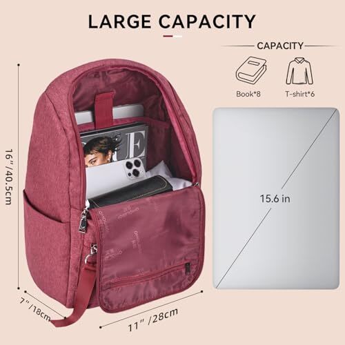 14 inch Travel Laptop Backpack for Women Men Teen 20L Weekender Wine ...