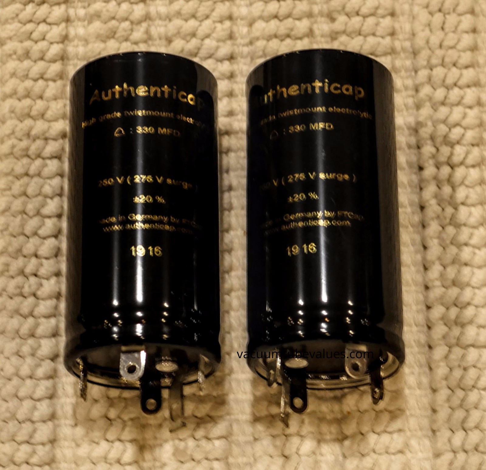 PAIR TWO 330 UF MFD 250V Twist Lock Capacitor Authenticap KTL33 MC225 ...