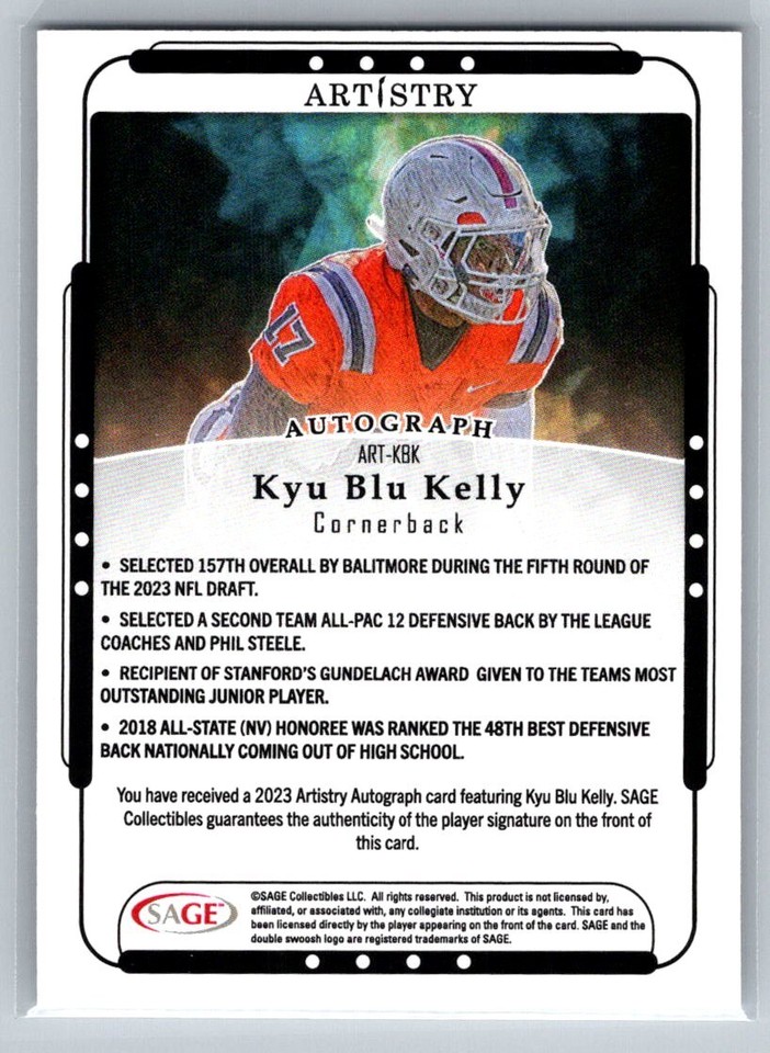 2023 SAGE #ART-KBK Kyu Blu Kelly Artistry Autograph | eBay
