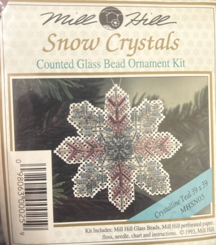 Mill Hill Snow Crystals “Crystalline Teal”Ornament Bead Kits Cross ...
