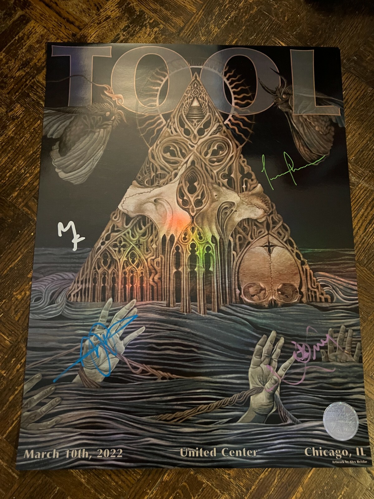 TOOL - BAND SIGNED POSTER - CHICAGO 2022 TOUR FOIL - UNITED CENTER ...