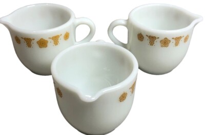 Lot/3 Vintage Pyrex Creamer Butterfly Gold #722 Height 2 5/8" | eBay