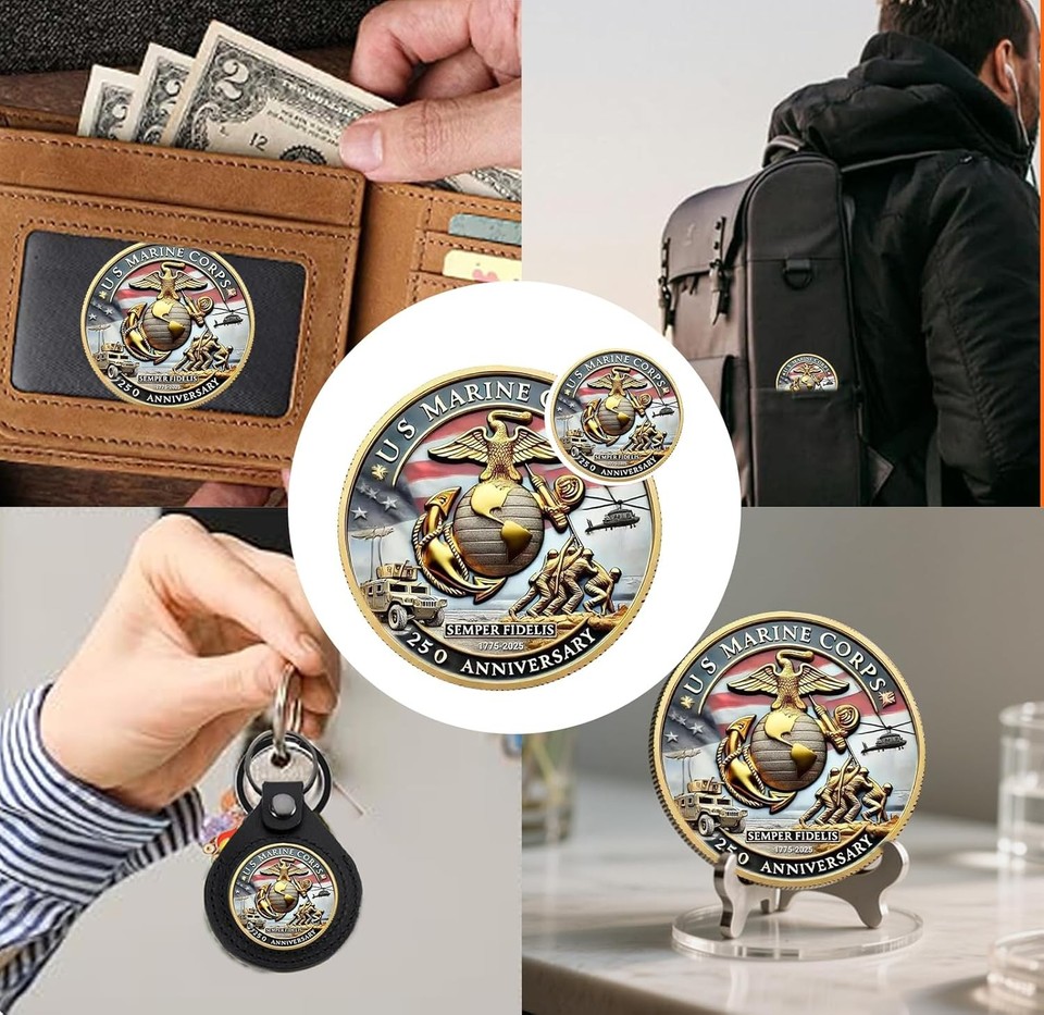 Double-Sided USMC 250th Anniversary Challenge Coin 1.57in Marine Corps ...