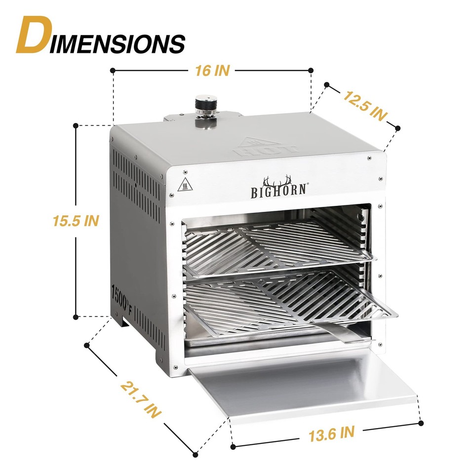 1500°F Small Infrared Propane Gas Grill – Portable Steak Broiler & Sear ...