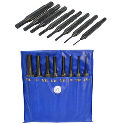 4" Long Drive Pin Punch Set 8 Piece Knurled body Punches Tool Set | eBay
