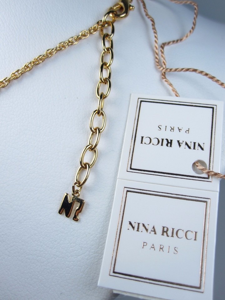 Nina Ricci Gold Plated Pendant with NR logo & Swarovski Crystals - 16 ...