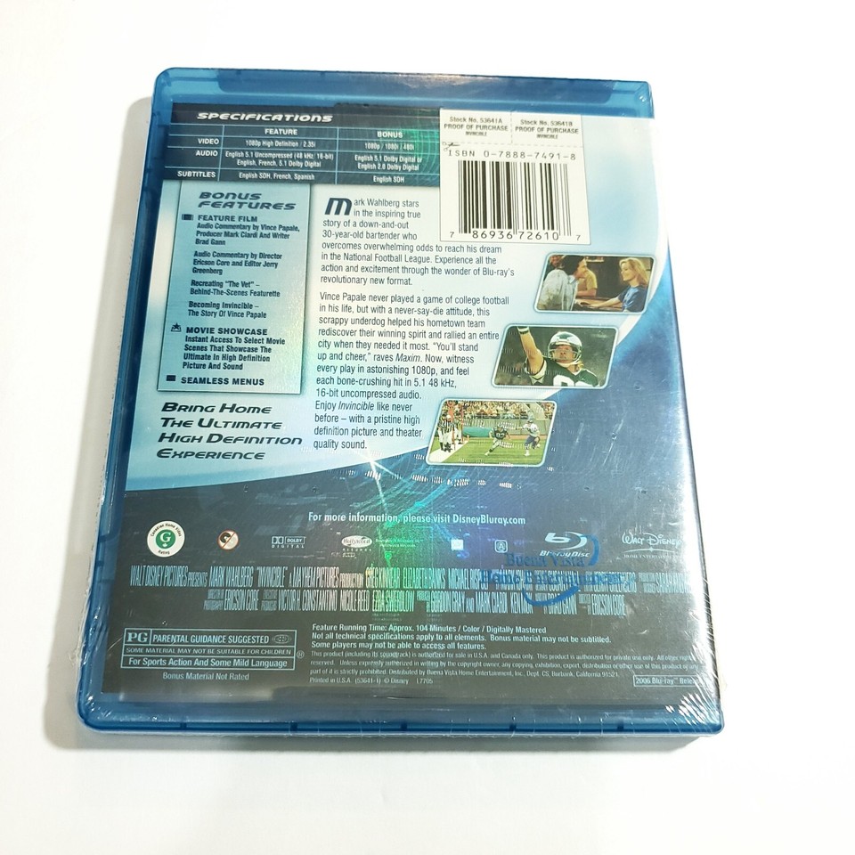 Invincible Blu Ray 2006 Mark Wahlberg Greg Kinnear | eBay