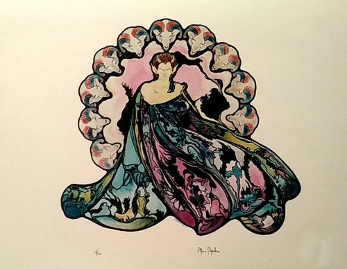 ALICIA AUSTIN SATYR PORTRAIT PHOTOPRINT OF WATERCOLORED PEN & INK, S/N ...