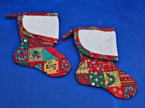 Vtg Lot 2 Charles Craft Blank Cross Stitch 14 Ct Mini Xmas Stockings ...