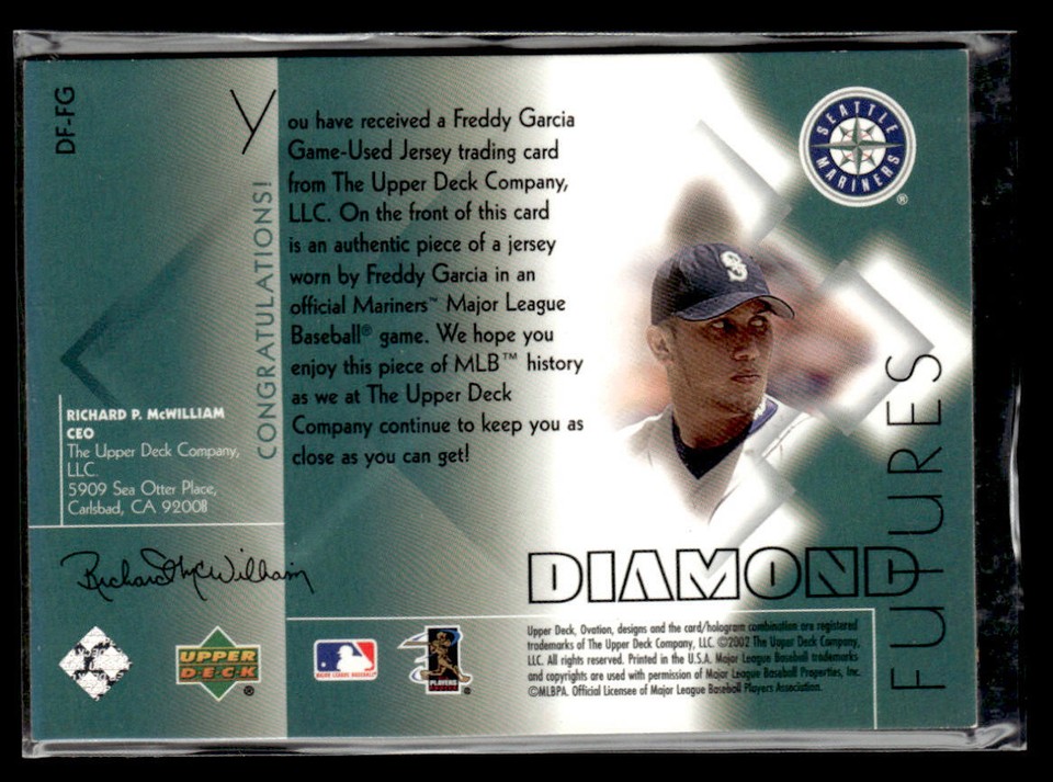 2002 Upper Deck Ovation #DF-FG Freddy Garcia jersey card Seattle ...
