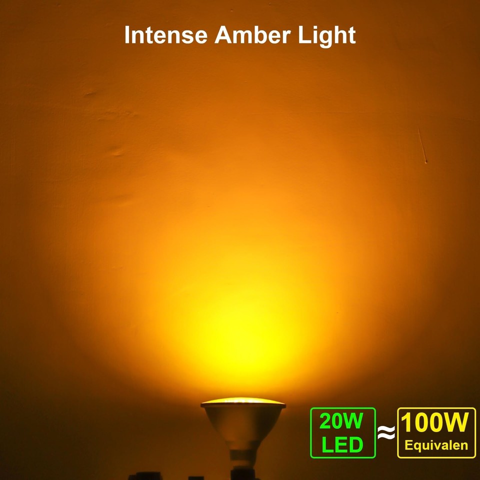 LED Bug Light Bulbs, 1900K Yellow Outdoor PAR38 Flood Lights, Dusk to ...