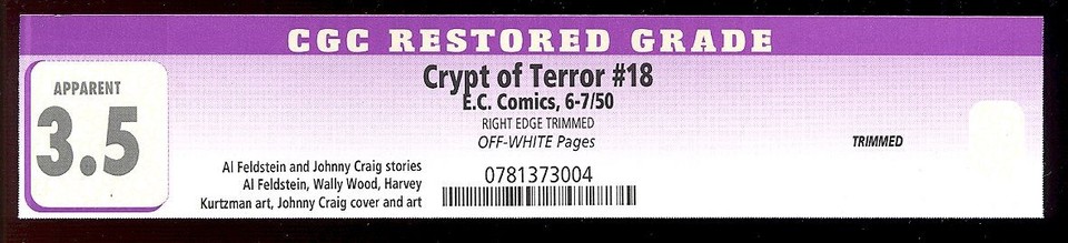 Crypt of Terror #18 (Trimmed) Pre-Code Horror Golden Age EC Comic 1950 ...
