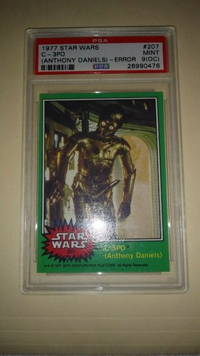 1977 Star Wars Green #207 C-3PO Anthony Daniels Error PSA 9 C3PO OFF ...