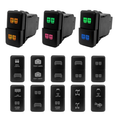 12V Dual Push Button Rocker Switch Dual Led For Toyota 4Runner Hilux ...