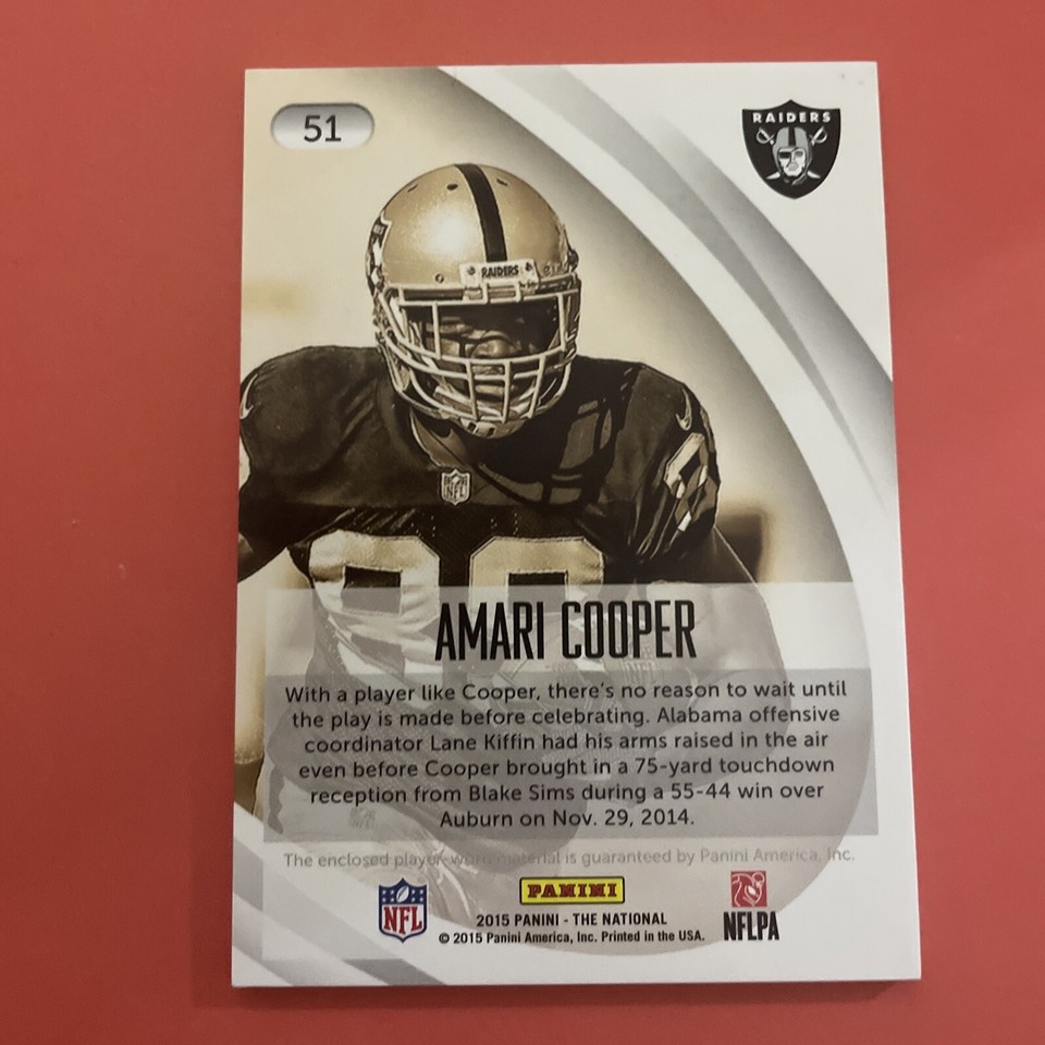 2015 Panini #51 Amari Cooper Raiders Patch /99 Rookie Card - Sharp | eBay