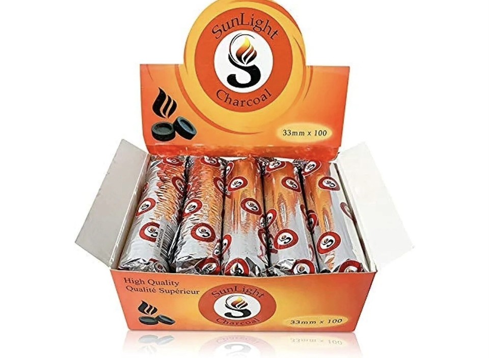 SunLight Charcoal 100 tabs 33 mm Incense Hookah Shisha - Quick Lite ...