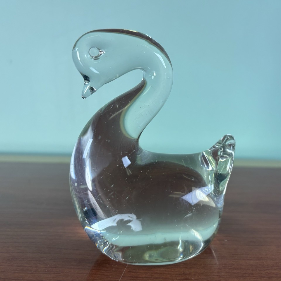 Vintage Light Glass Swan Goose Figurine Paperweight Geese Set Of Two ...