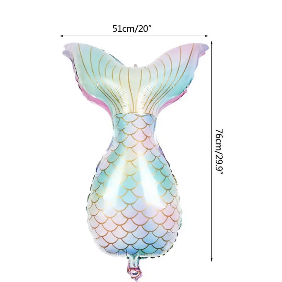 Mermaid Tail Sea Shell Foil Magic Metallic Display Balloons Birthday ...