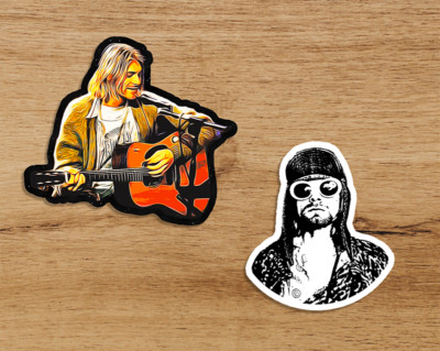 Nirvana 2x Pack Kurt Cobain Unplugged 3'' Premium Quality Vinyl Sticker ...